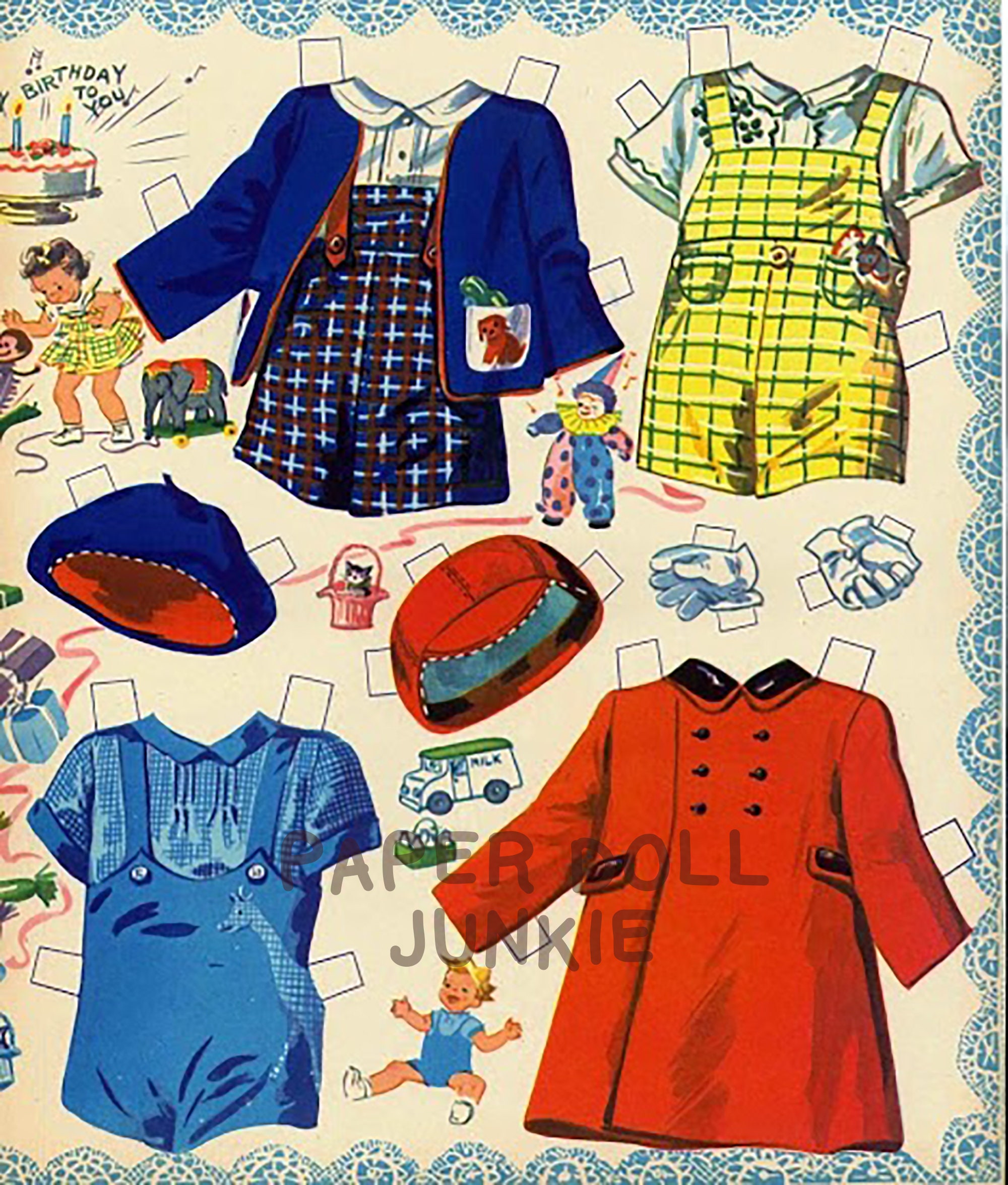 1950s Vintage Paper Dolls – Baby Sister & Brother Twins (PDF Printable ...