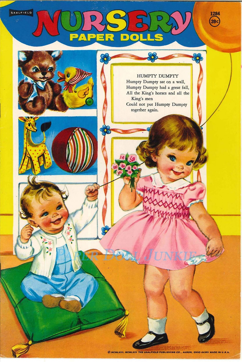 Vintage Nursery Paper Dolls 1969 Paper Dolls Little Children Paper ...