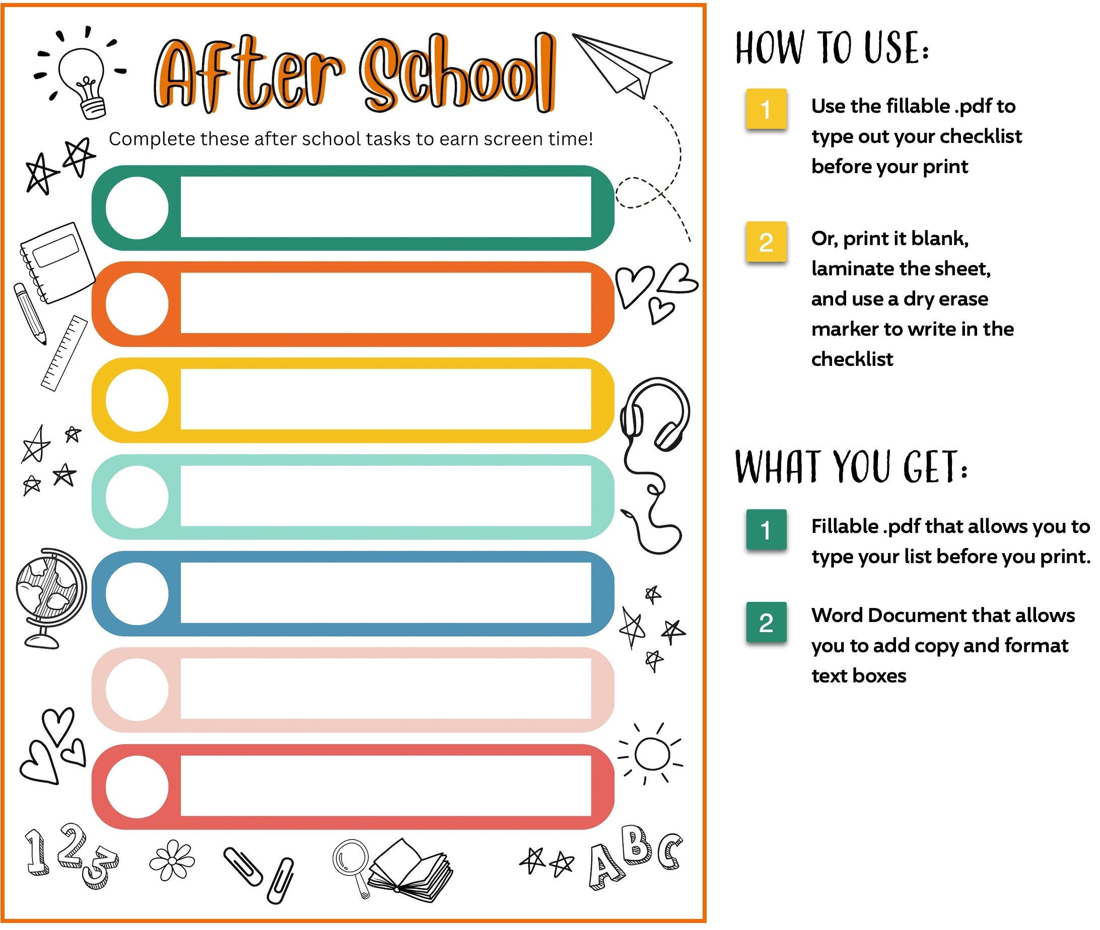 Kids After School Routine Checklist - Etsy