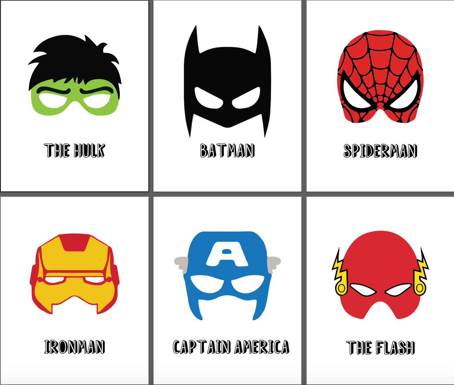 Superhero Mask (set of 6) Printable Wall Art | 8.5 X 11 - Etsy