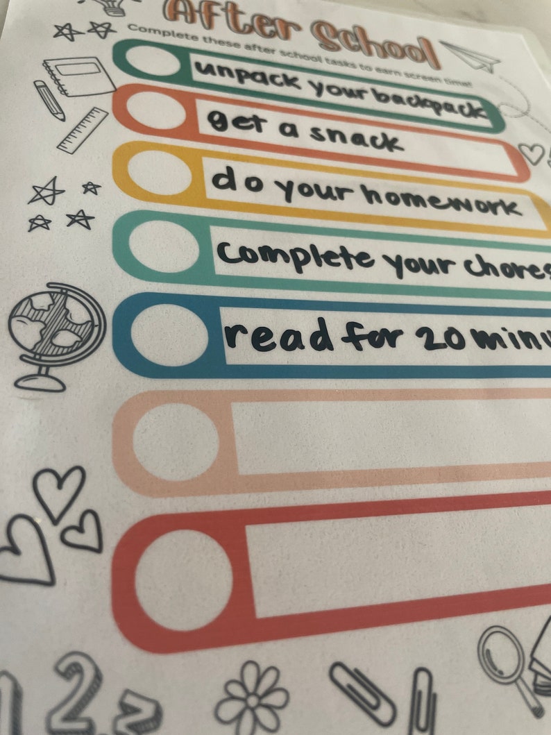 Kids After School Routine Checklist - Etsy