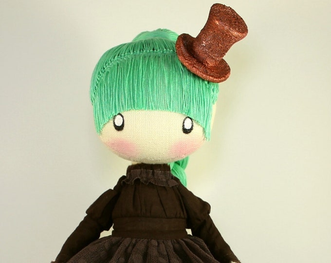 Doll Tilly Brown Mint Rag Doll Cloth Doll - Etsy