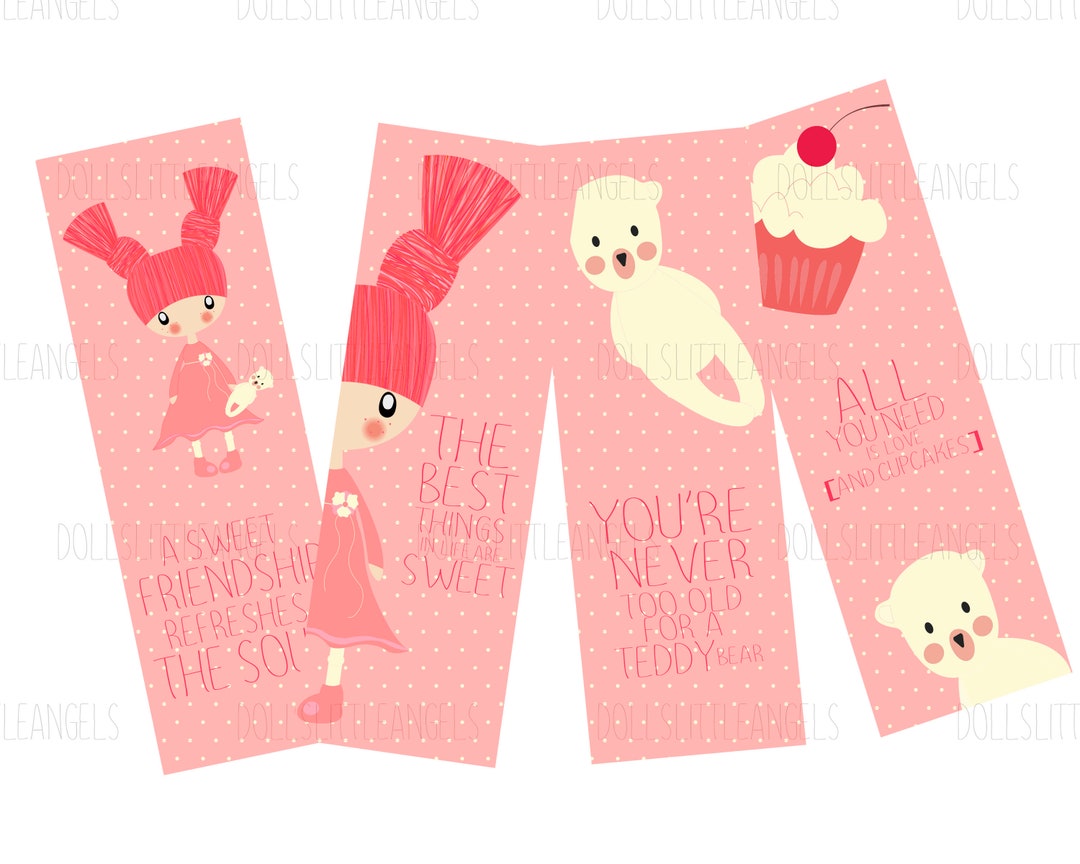 Digital Bookmark, Instant Download, Cute Bookmarks Template, Digital ...