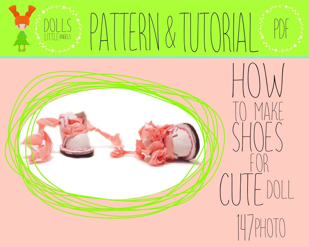 Leather Shoes Pattern for Cloth Doll, Doll Booties 4cm/1.5", Fabric ...