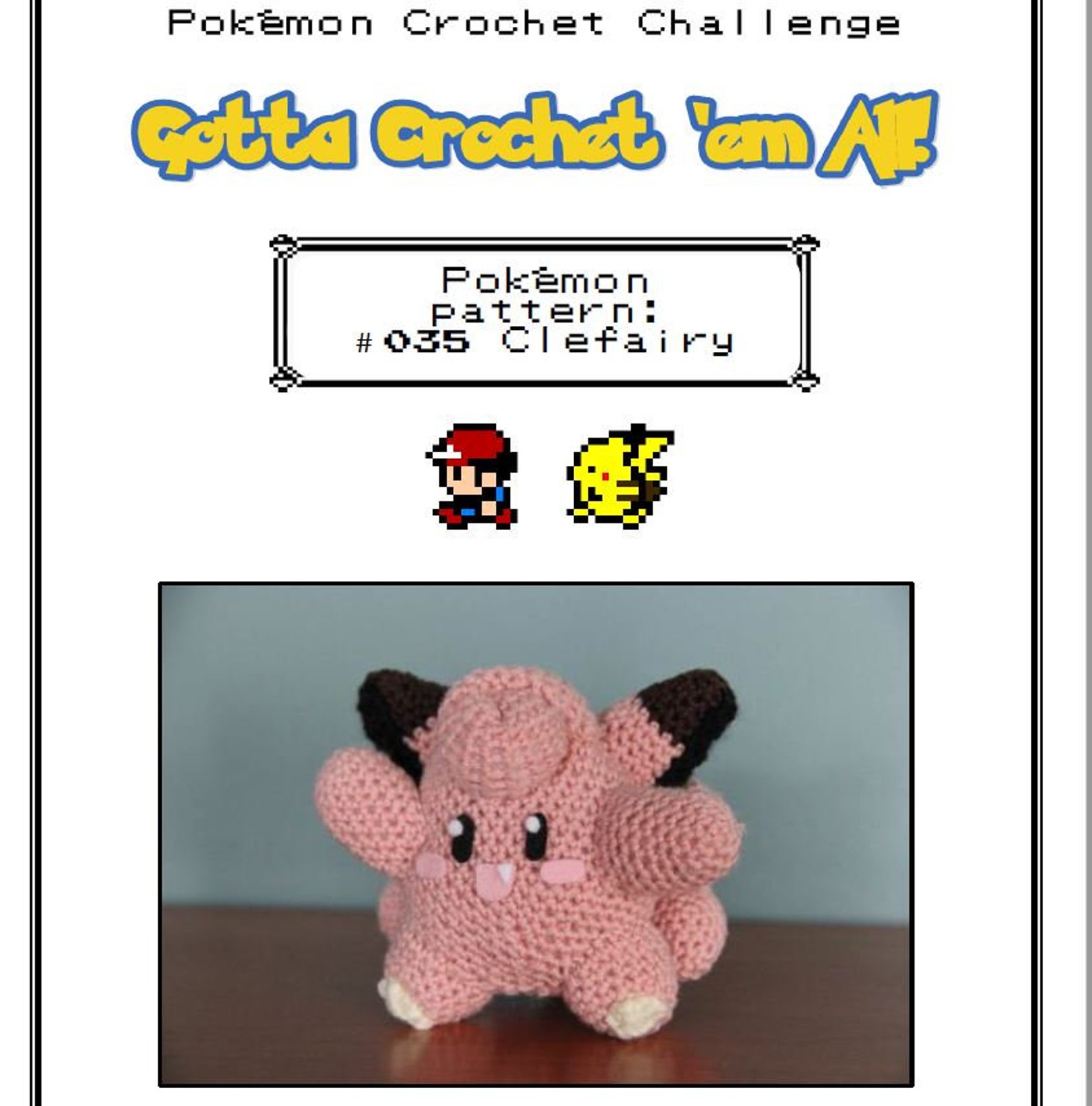 Clefairy and Cleffa Pokémon Crochet Pattern - Etsy