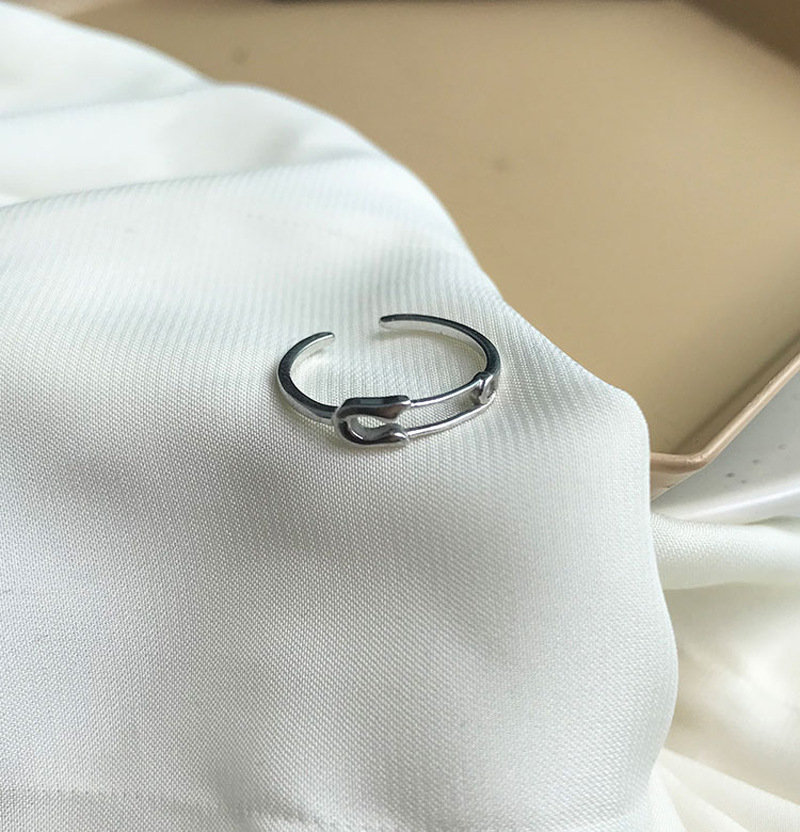 Simple Adjustable Silver Safety Pin Cuff Ring Platinum Mid Etsy