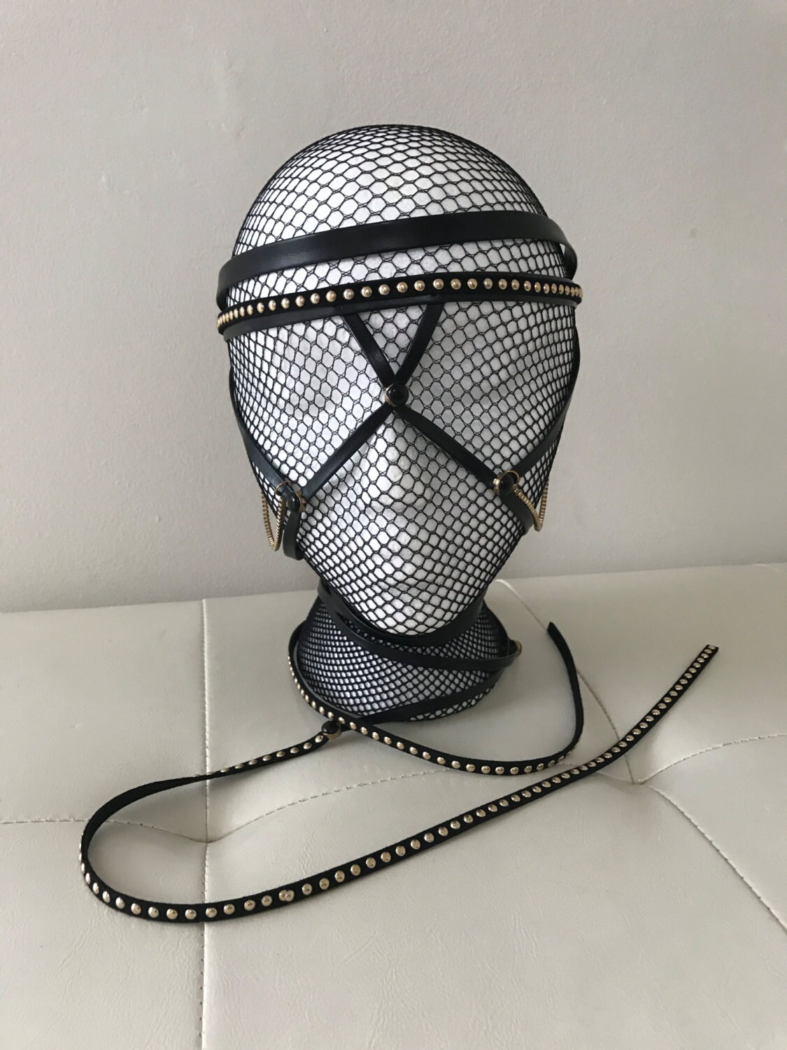 Unisex Studded Faux Leather n Chain Face Neck and Body Harness | Etsy