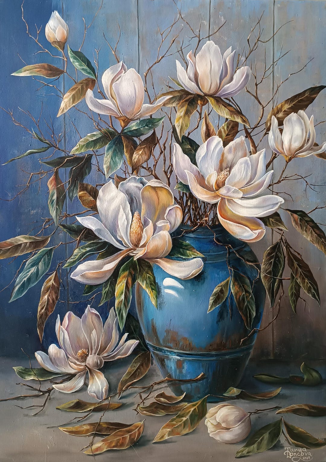Original Oil Painting "magnolias" - Etsy