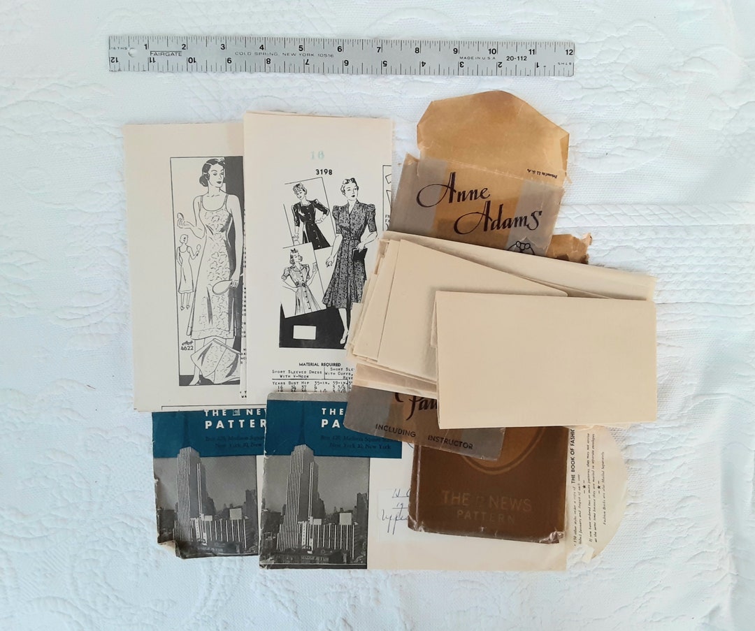 Sewing Patterns 1940s Unprinted 1 Belted Dress 1 Slip & Panties Mail ...