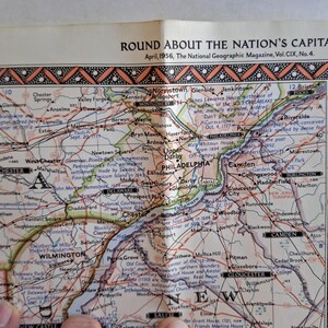 Map of Parts of Surrounding States of Washington DC '50s Round About ...