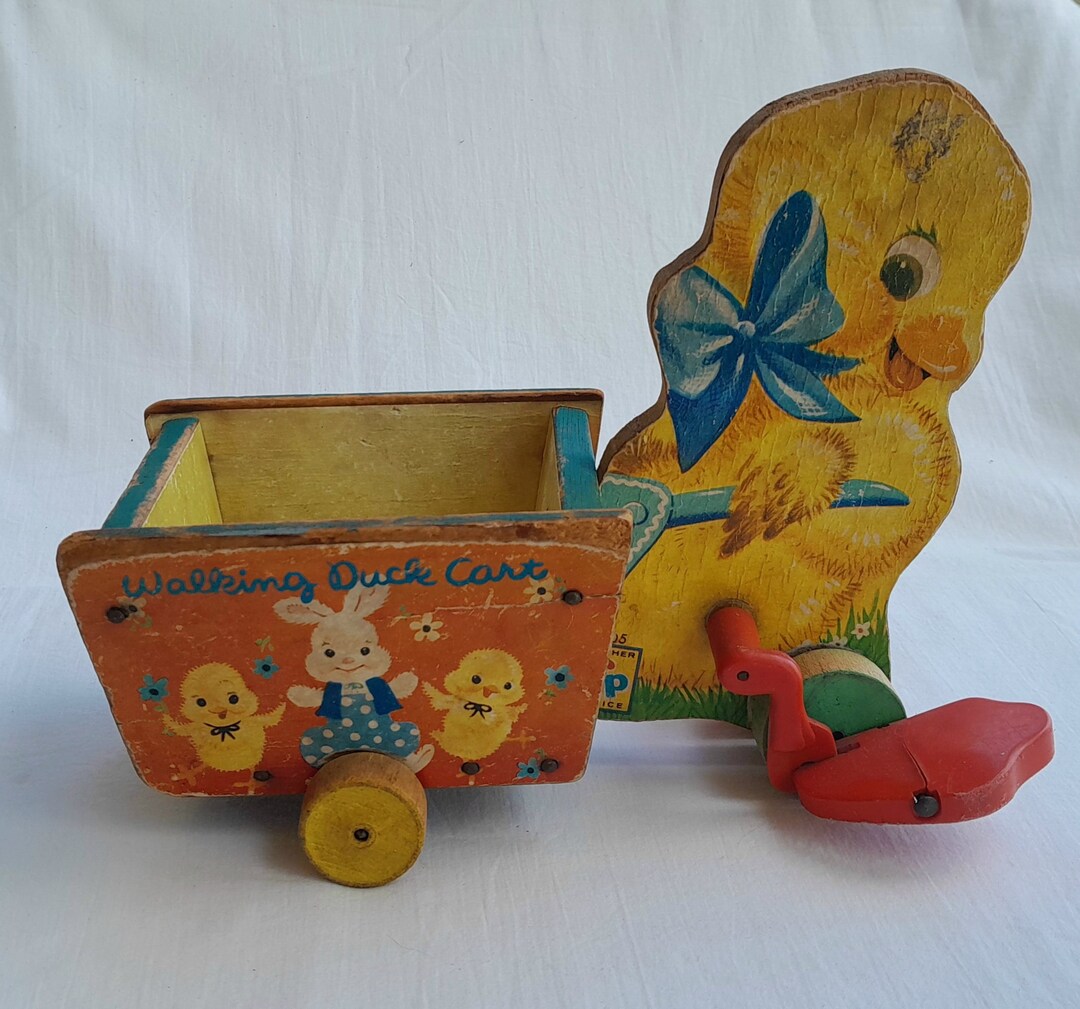 1950s Walking Duck Cart Pull Toy Wooden Child or Nursery Vintage ...