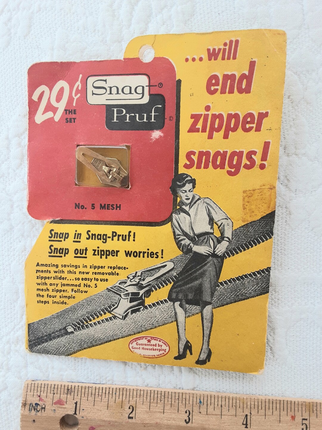 1950s Snag Pruf Zipper Slider Vintage Replacement Pull & Tool Great ...