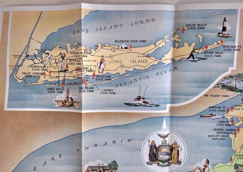 New York State Parks Guide With Map and Photos, 1950s Regional ...