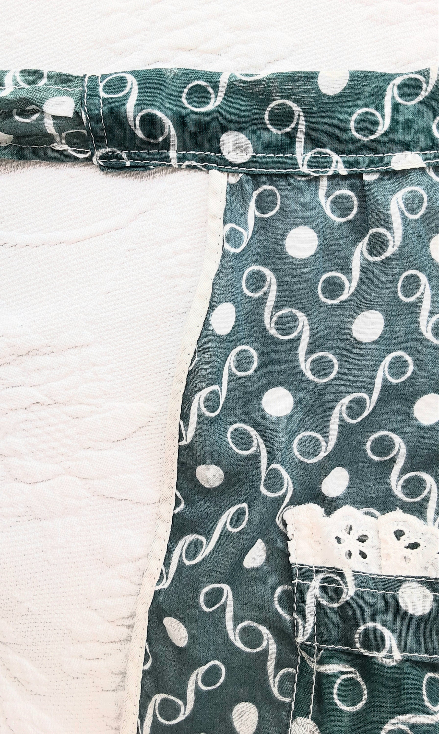 Hostess Half Apron Teal Blue/green Semi Sheer Hand Made With Hostess Half Apron Teal Blue/green Semi Sheer Hand Made With