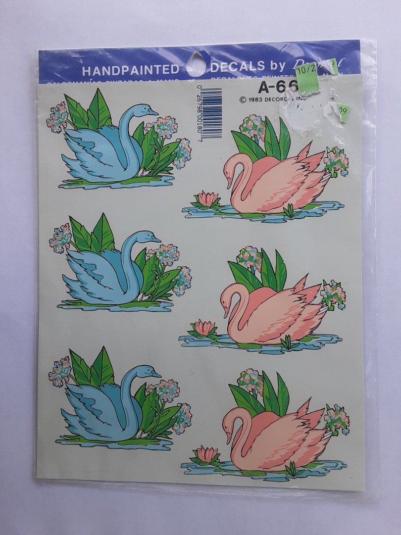 Swan Decals 7 Sheets 1980s Sealed in Plastic in 1950s Style Vintage ...