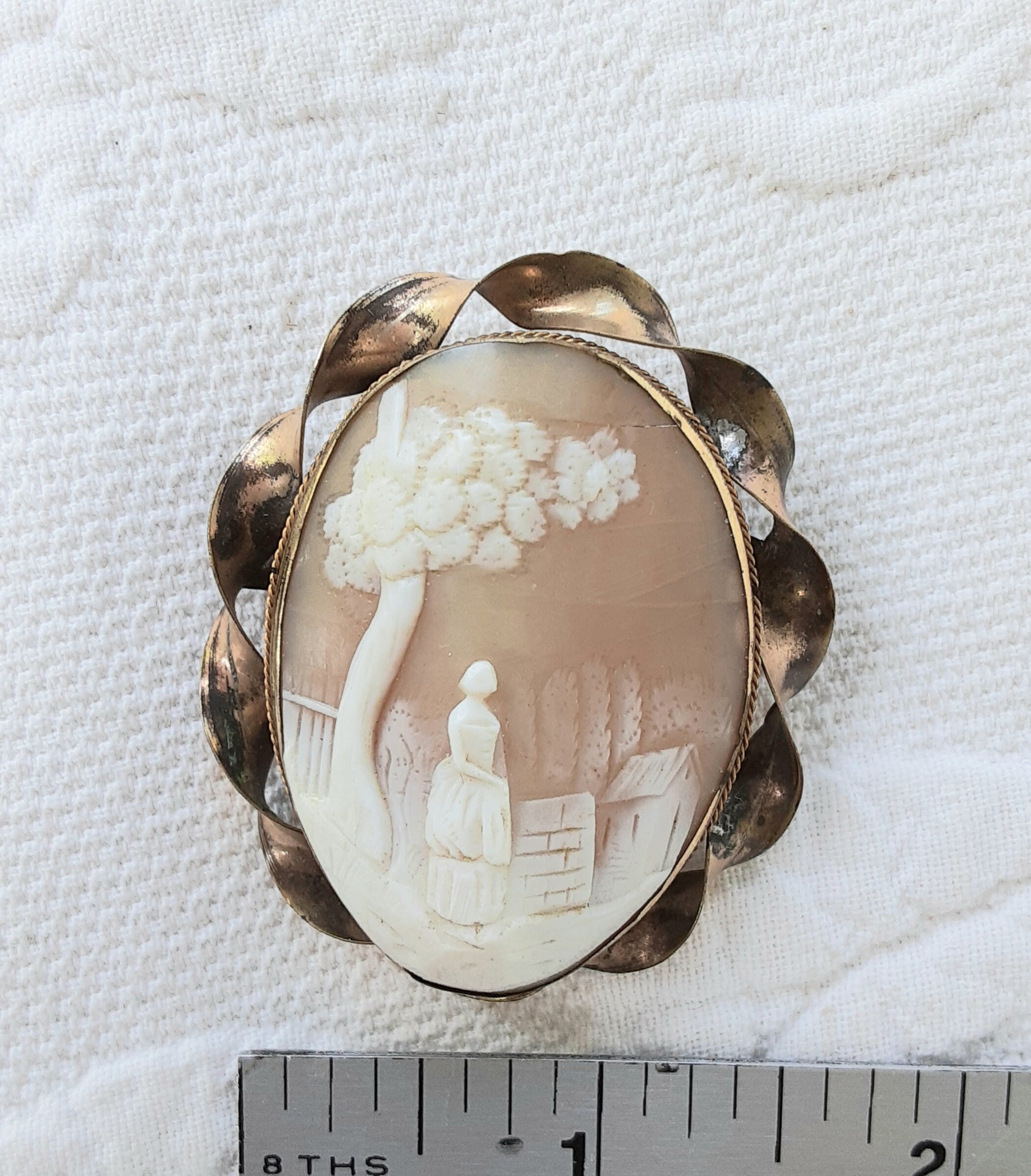 Rebecca at the Well Victorian Brooch Carved Shell Pastoral Landscape 2 ...