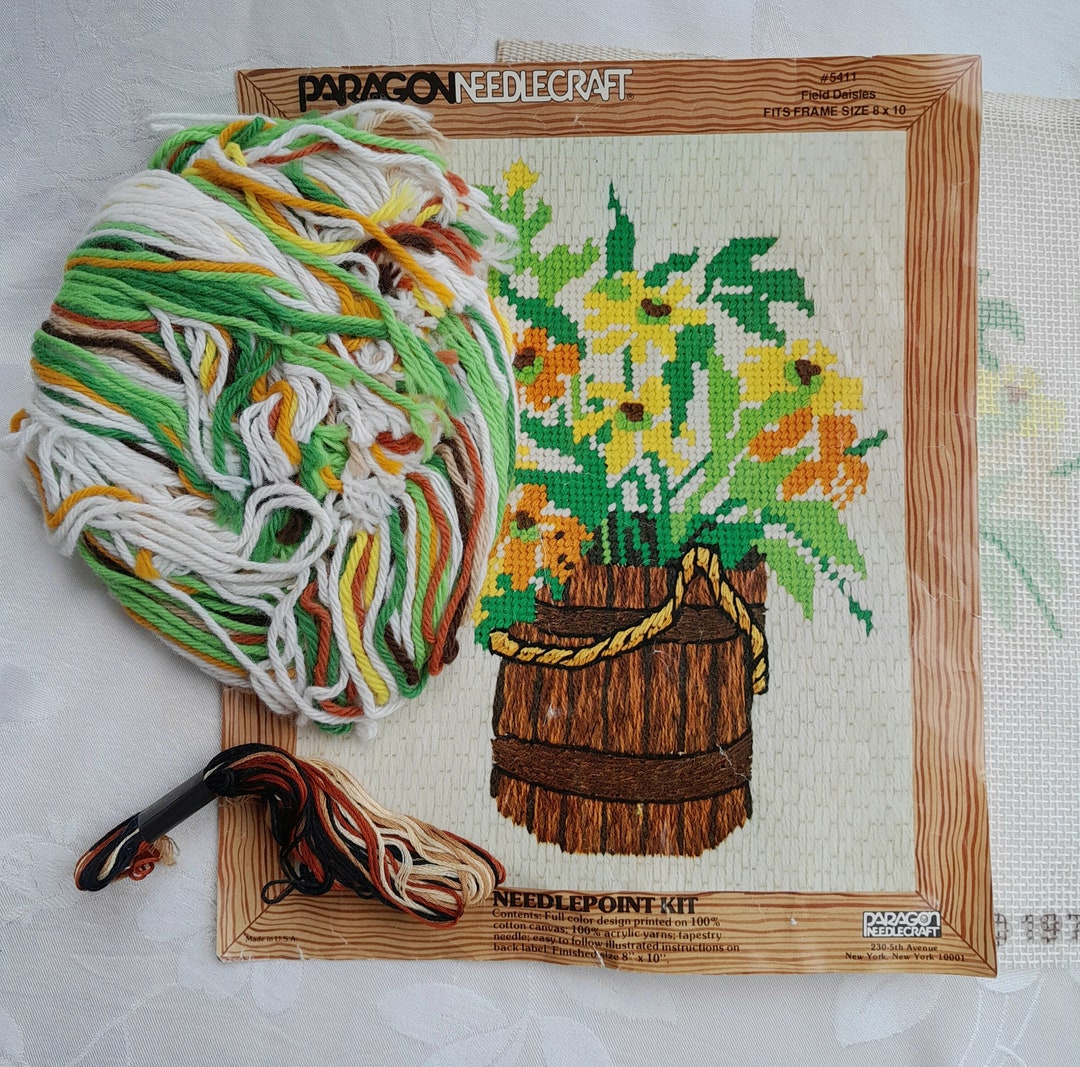 Paragon Needlecraft Kit 5411 Field Daisies, 8 X 10, 1970s, Open Package ...