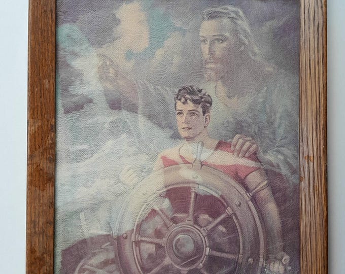 Walter Sallmon Christ Our Pilot Original Framed 1950s Lithograph Not a ...