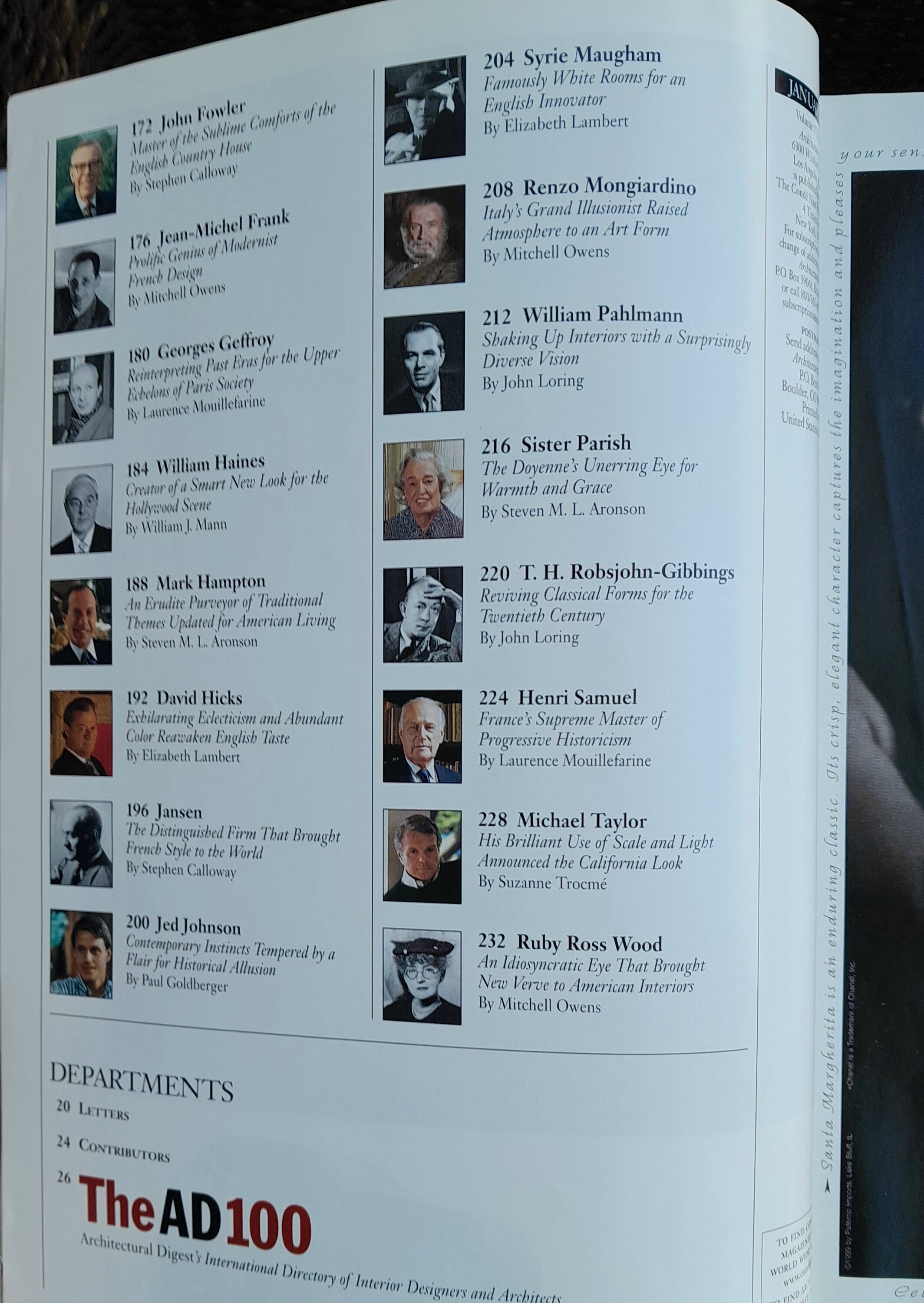 Architectural Digest Interior Design Legends Issue January 2000 scroll ...