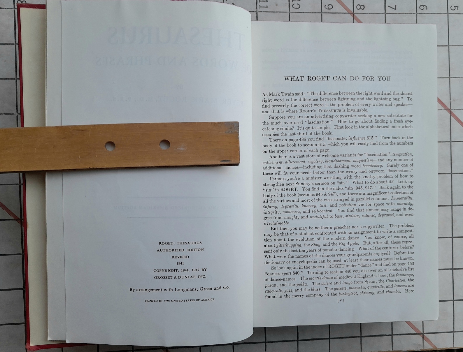 Roget's Thesaurus of Words and Phrases, 1947 Hard Cover Edition, No ...