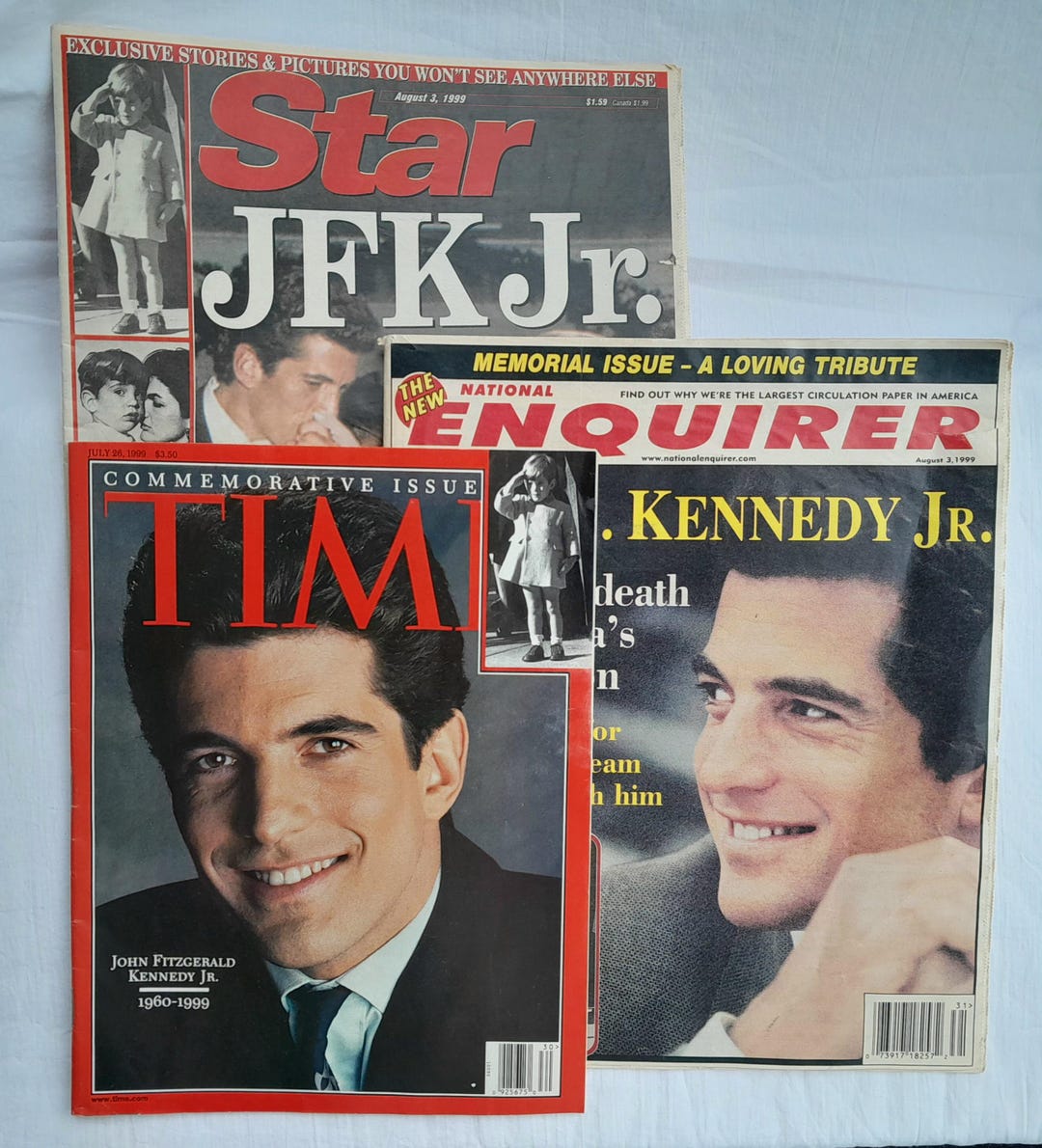 JFK Jr Memorabilia 3 Publications Time Star & National Enquirer -scroll ...