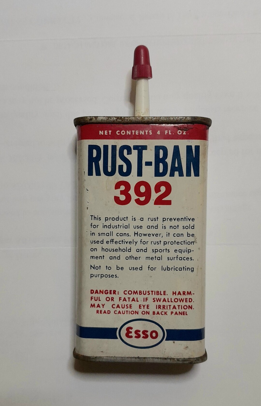Empty Esso Tin Can Rust-ban 392 4 Oz Size Humble Oil & Refining Company Houston Texas -scroll ...