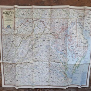 Map of Parts of Surrounding States of Washington DC '50s Round About ...