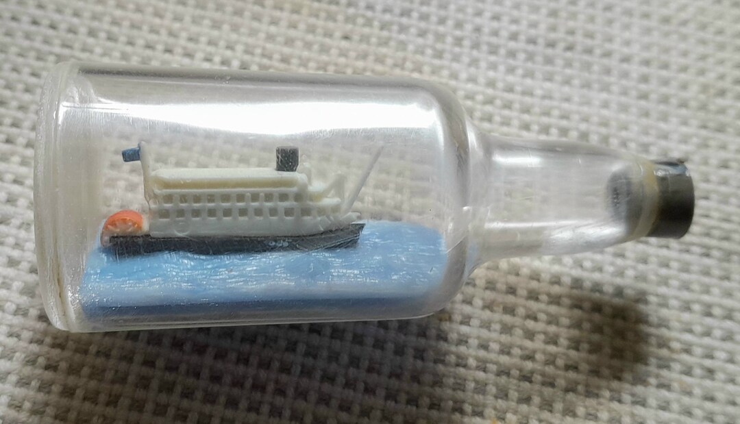 Mini Riverboat Ship in a Bottle Plastic Cereal Prize Made in Hong Kong ...