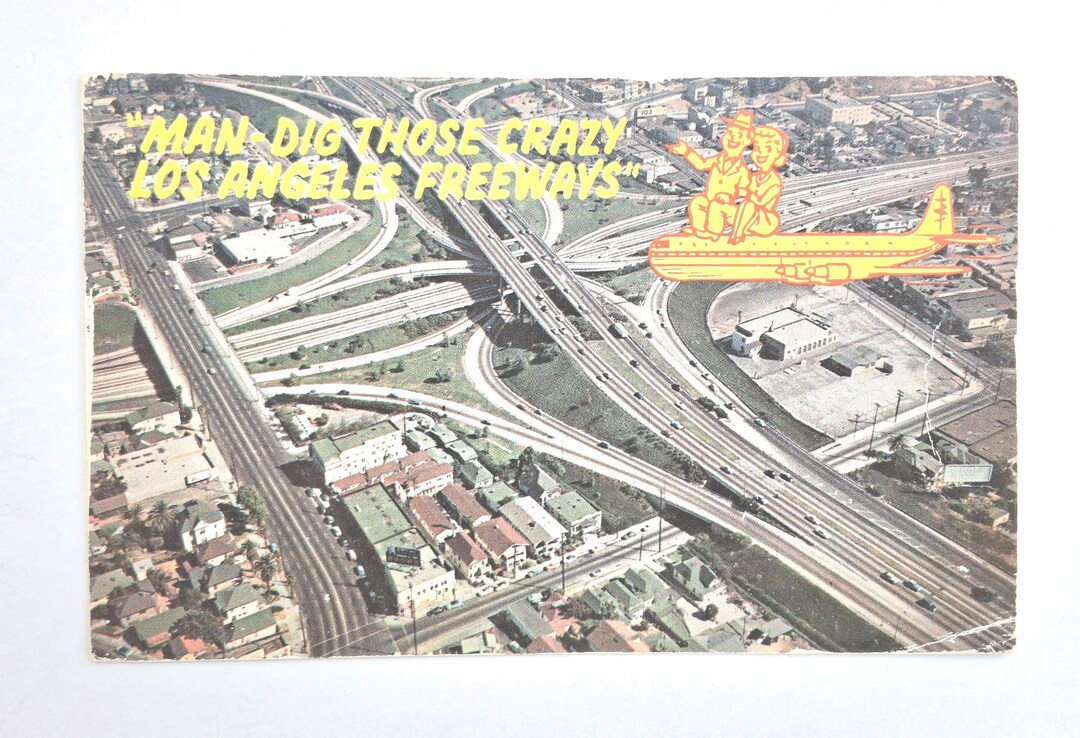 LA Freeway Postcard, 1970s, Dig Those Crazy Freeways, Postmarked 1971 ...