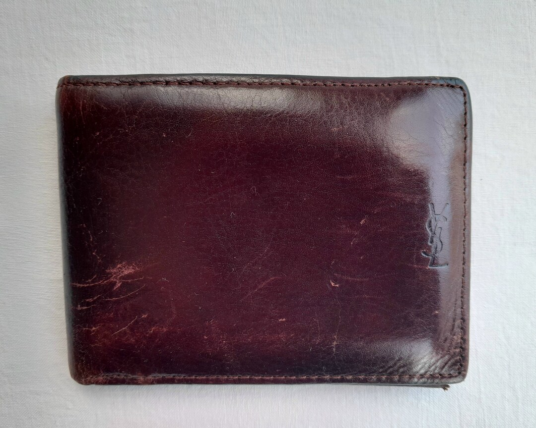 YSL Men's Bifold Wallet Well Worn Oxblood Old Money - Etsy