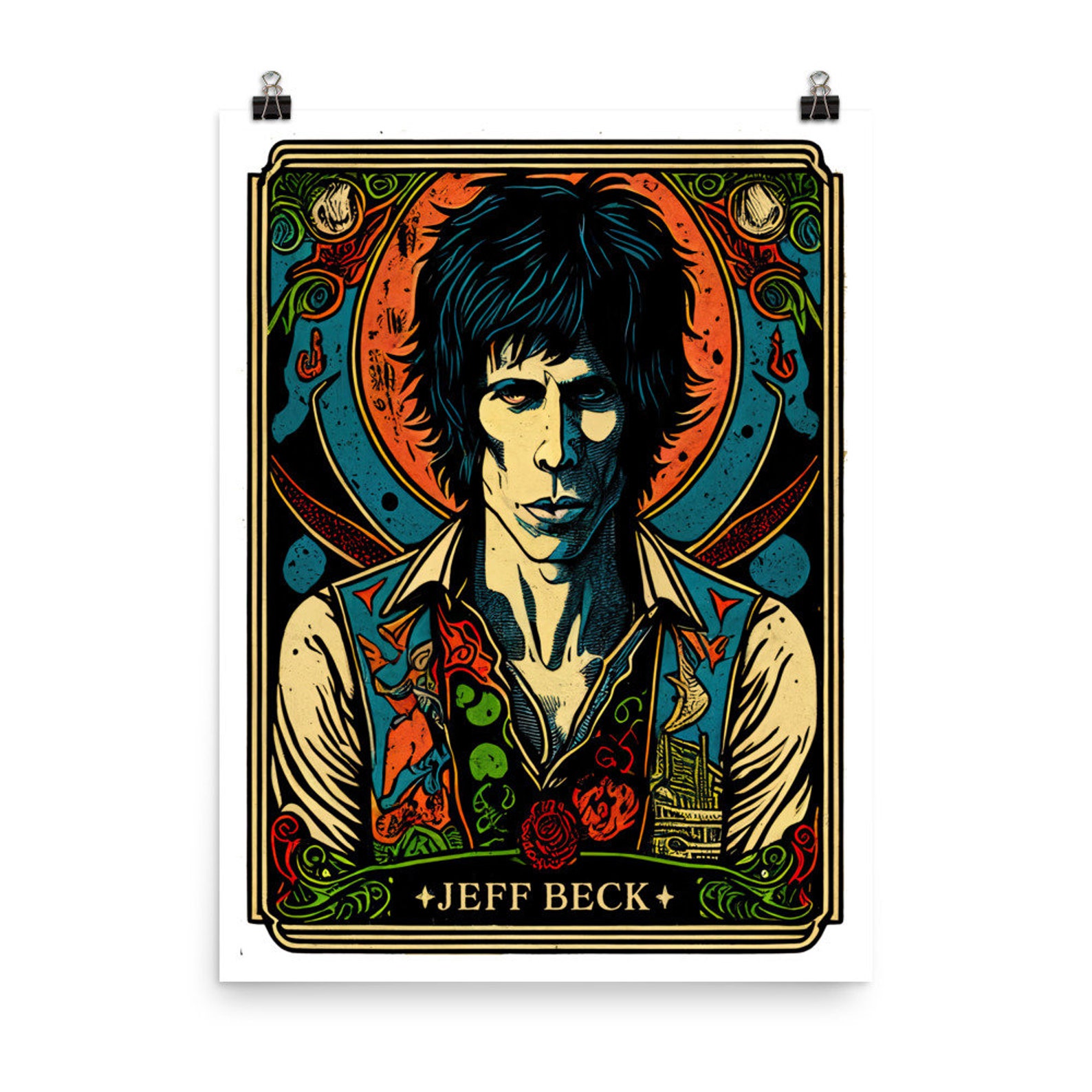 Illustrated Jeff Beck Poster - Etsy