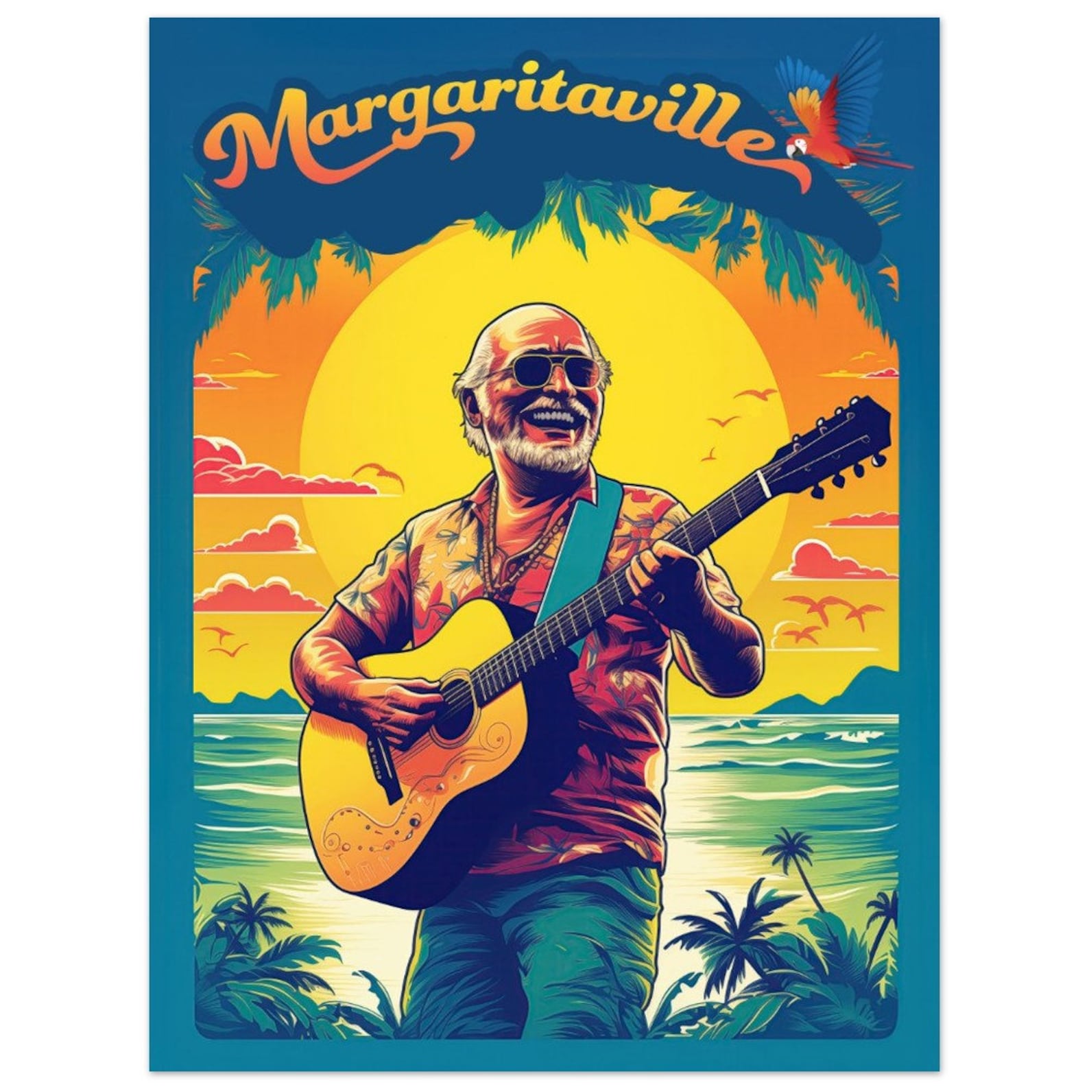 Vibrant Jimmy Buffett Poster, Margaritaville, Home Bar Decor, Bar Art ...