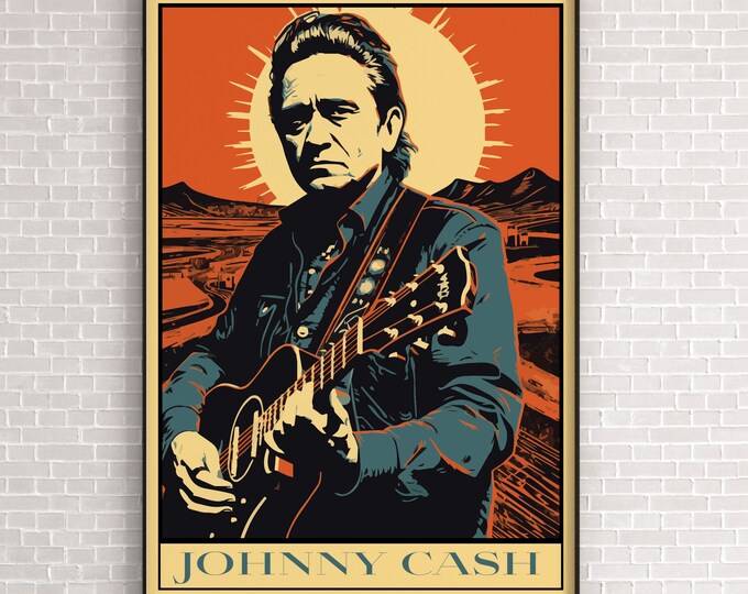 Johnny Cash Poster With Signature Singer Art Print Country Music Wall ...