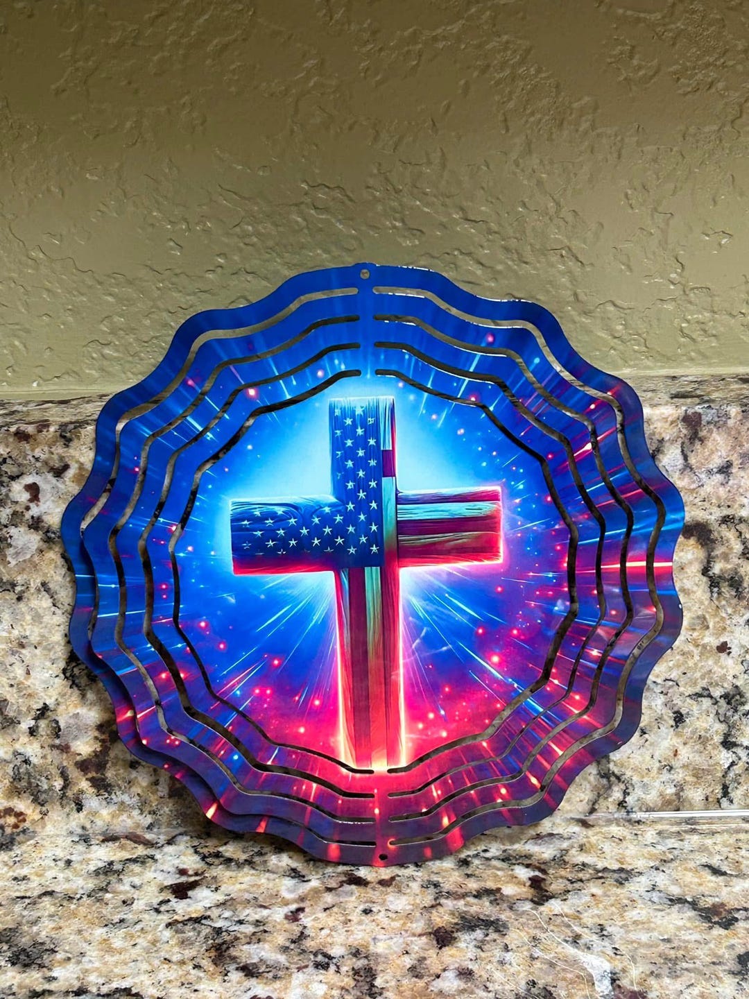 American Flag Cross Metal Wind Spinner - Patriotic Decor (8 Inch) - Etsy