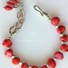 Red Coral and Sterling Silver Bracelet Natural Red Coral and Hammered ...