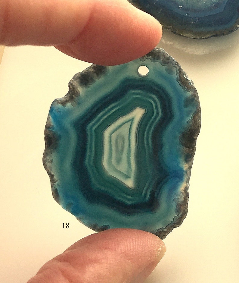 Brazilian Blue Agate Slices Pendants With Swivel Bail Chain - Etsy