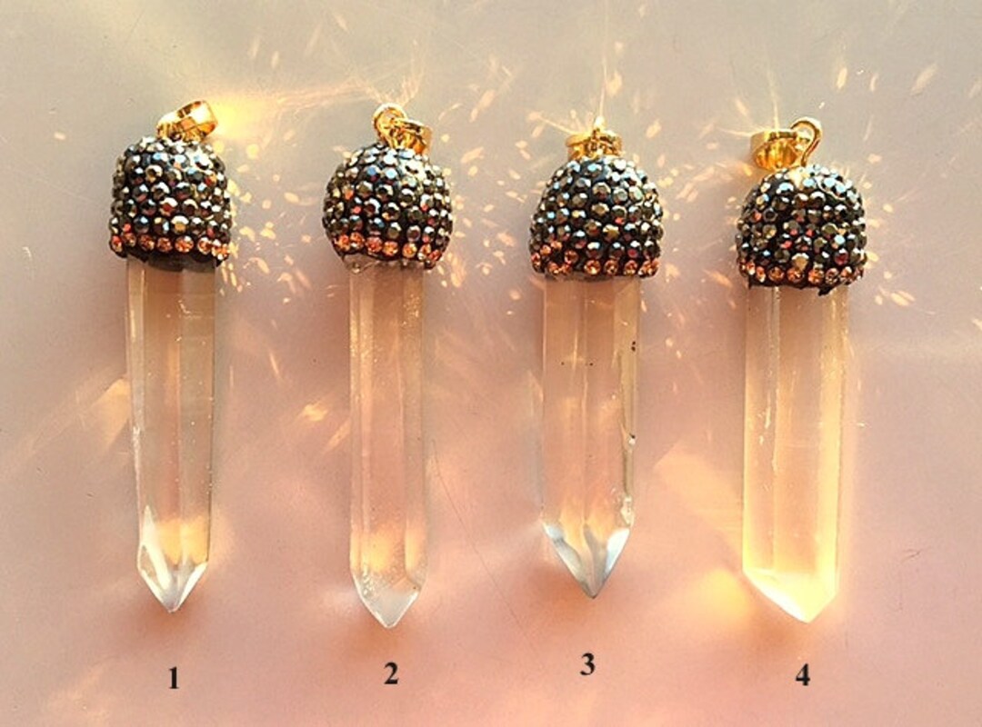 Quartz Crystal Wands With Pave Caps - Pendants or Necklaces - Etsy