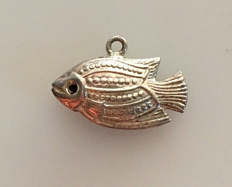 Vintage Sterling Silver Fish Charm Sterling Fish Charm With - Etsy