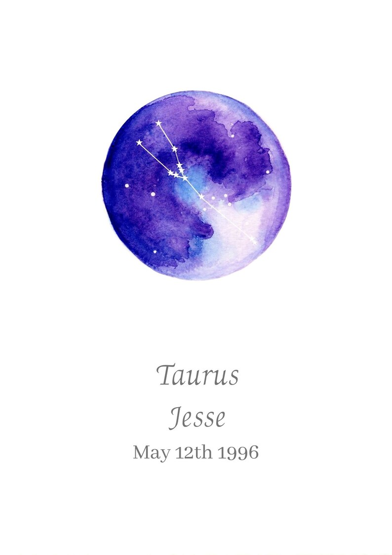 Taurus Constellation Print Custom Star Sign Print Zodiac - Etsy