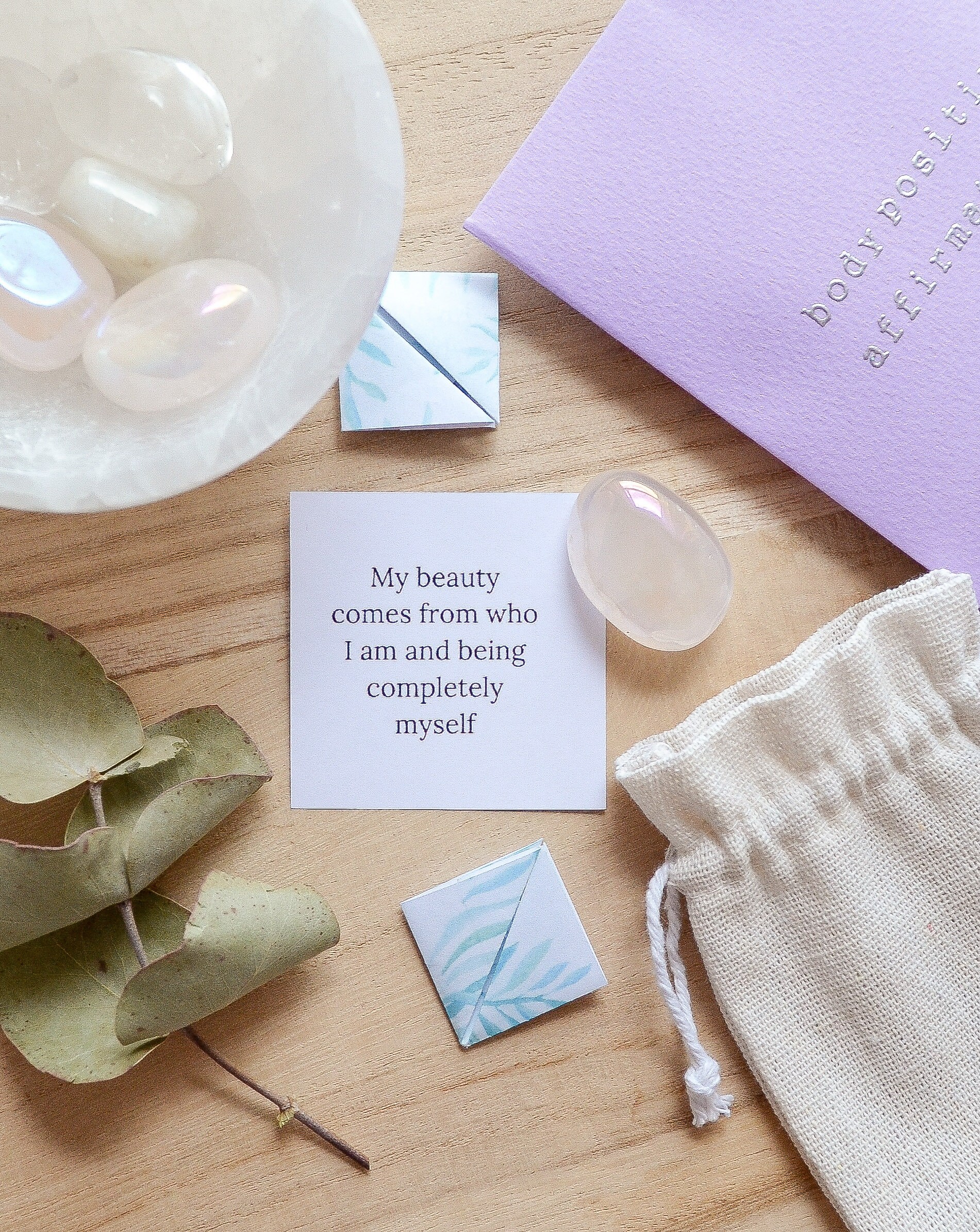 Body Positive Self Care Affirmation Box Rose Aura Quartz | Etsy