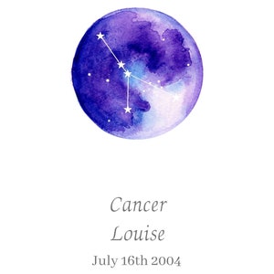 Cancer Constellation Print, Personalised Cancer Zodiac Art, Cancer ...