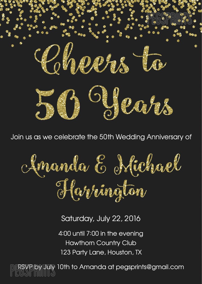 Cheers to 50 Years Invitation 50th Anniversary Invitation | Etsy