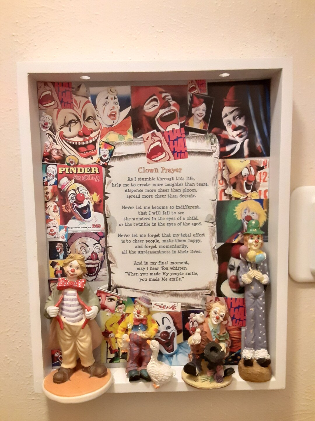 Clown Prayer Collage in Recycled Frame With 3D Vintage Clowns - Etsy