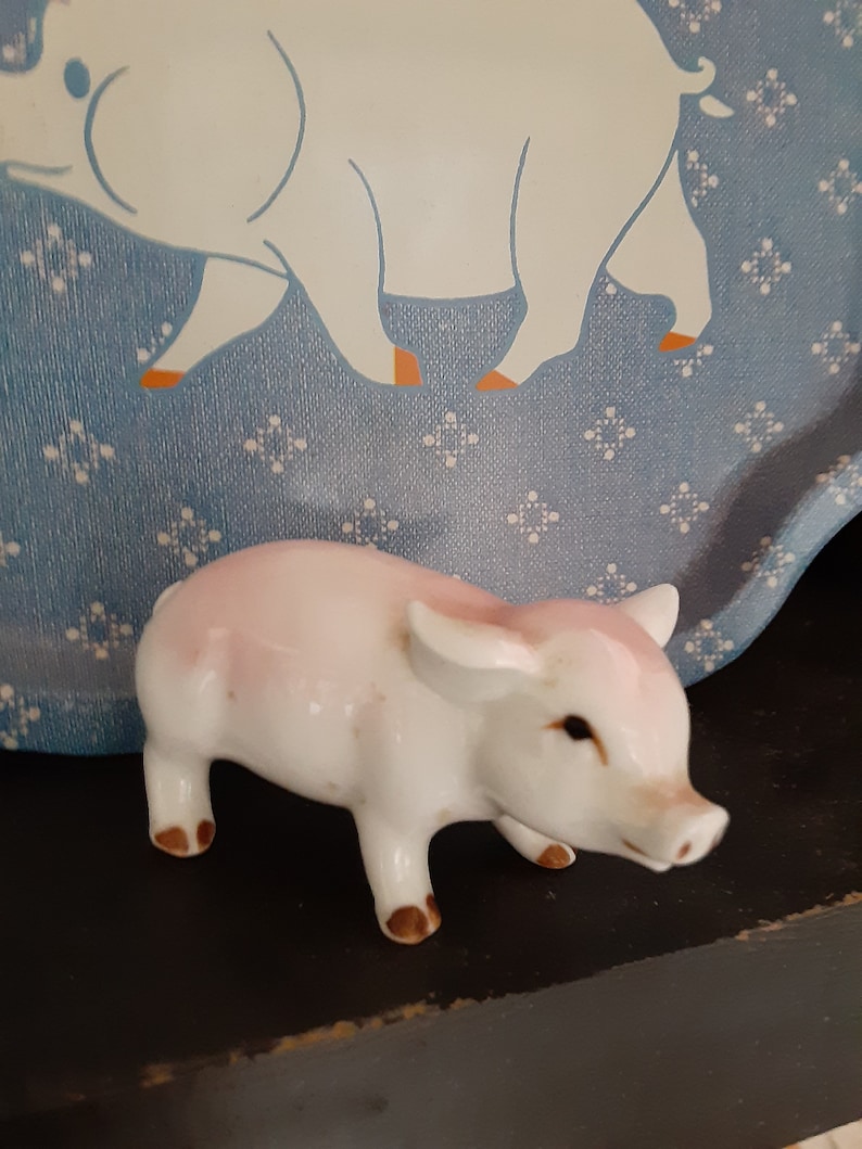 3 Ceramic Pigs and Small Pig Tin Platter - Etsy