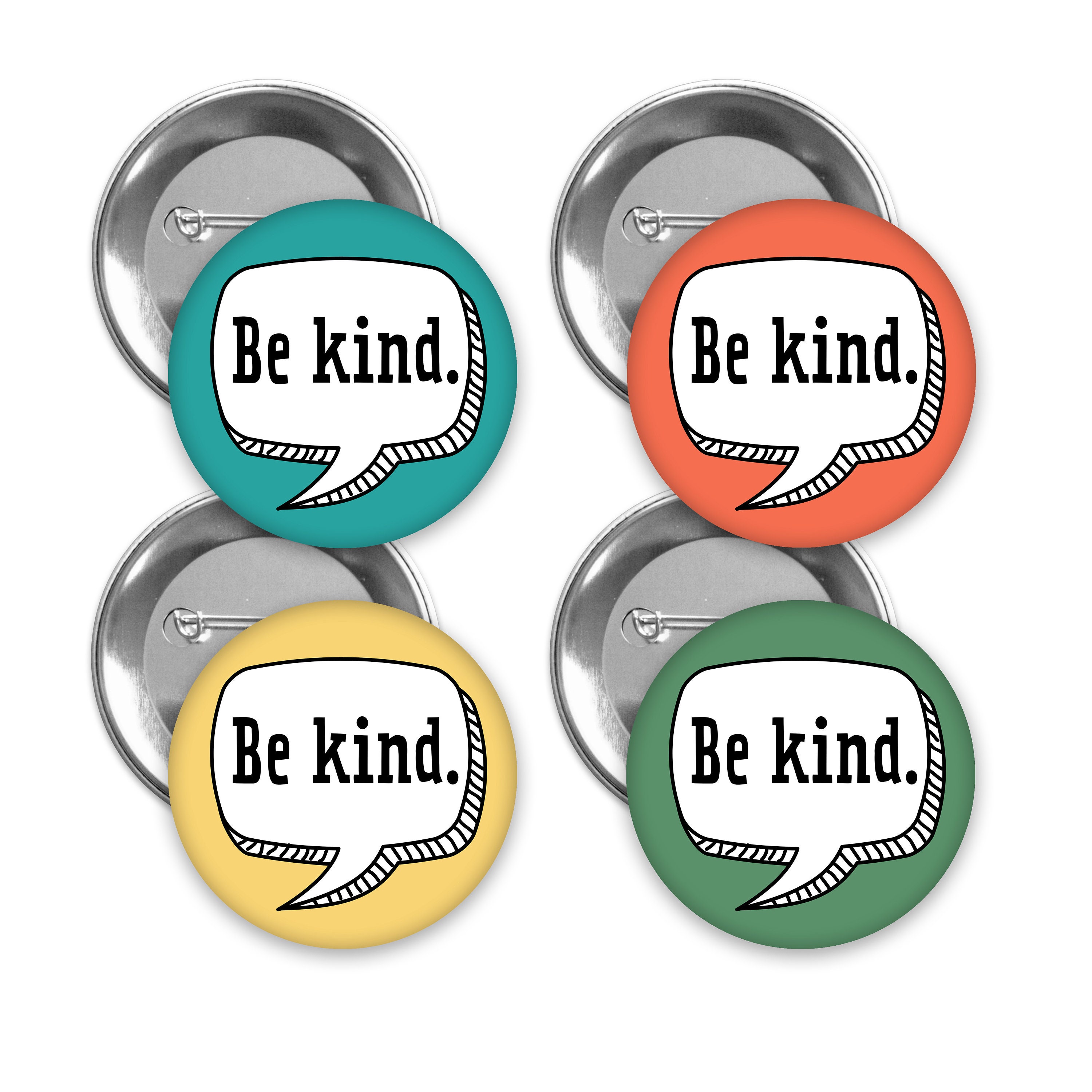 Be Kind Speech Bubble Pinback Buttons - Set of 4 - Etsy