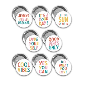 Positive Thinking Pin Back Buttons. Set of 8. 3 Pin Sizes to Choose ...