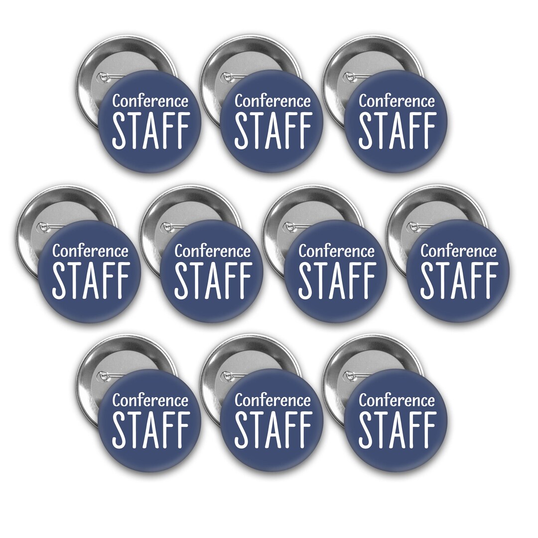 Conference STAFF Navy Blue Pin Back Buttons. Set of 10. 2.25 Inch Pins ...