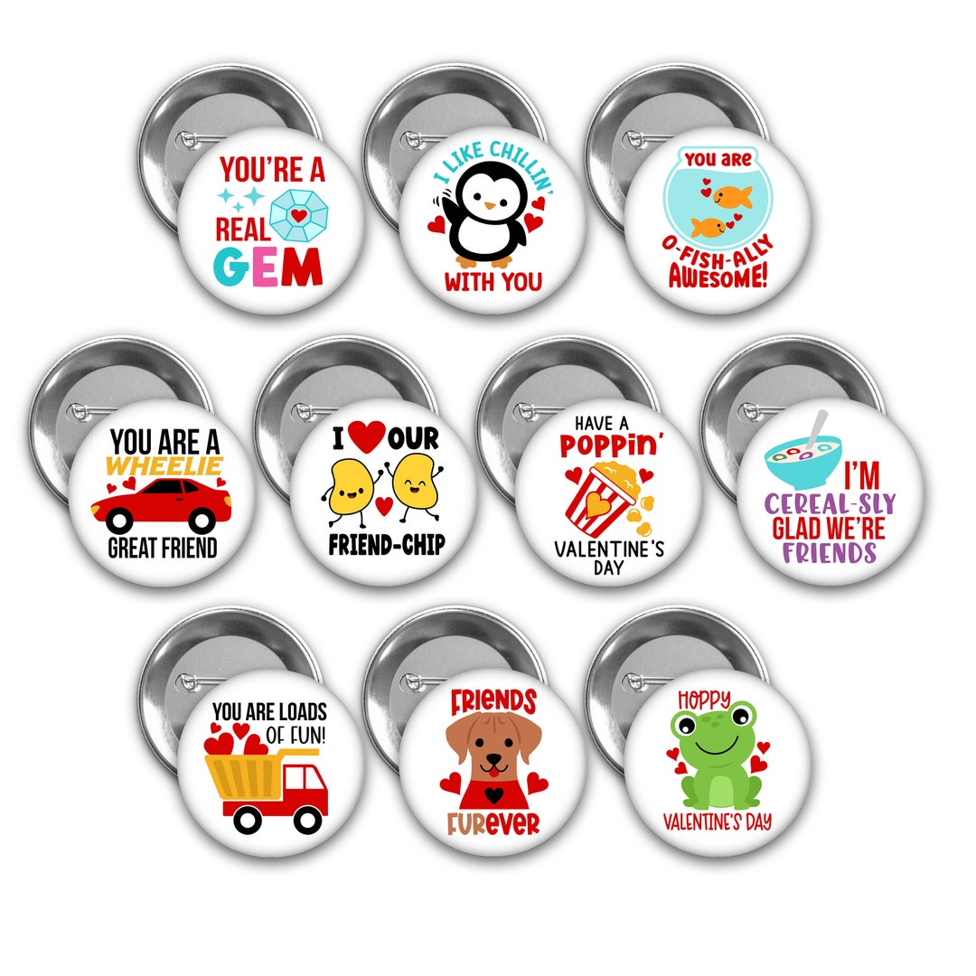 Valentine Pin Back Buttons. Set of 10. 3 Pin Sizes to Choose From. - Etsy