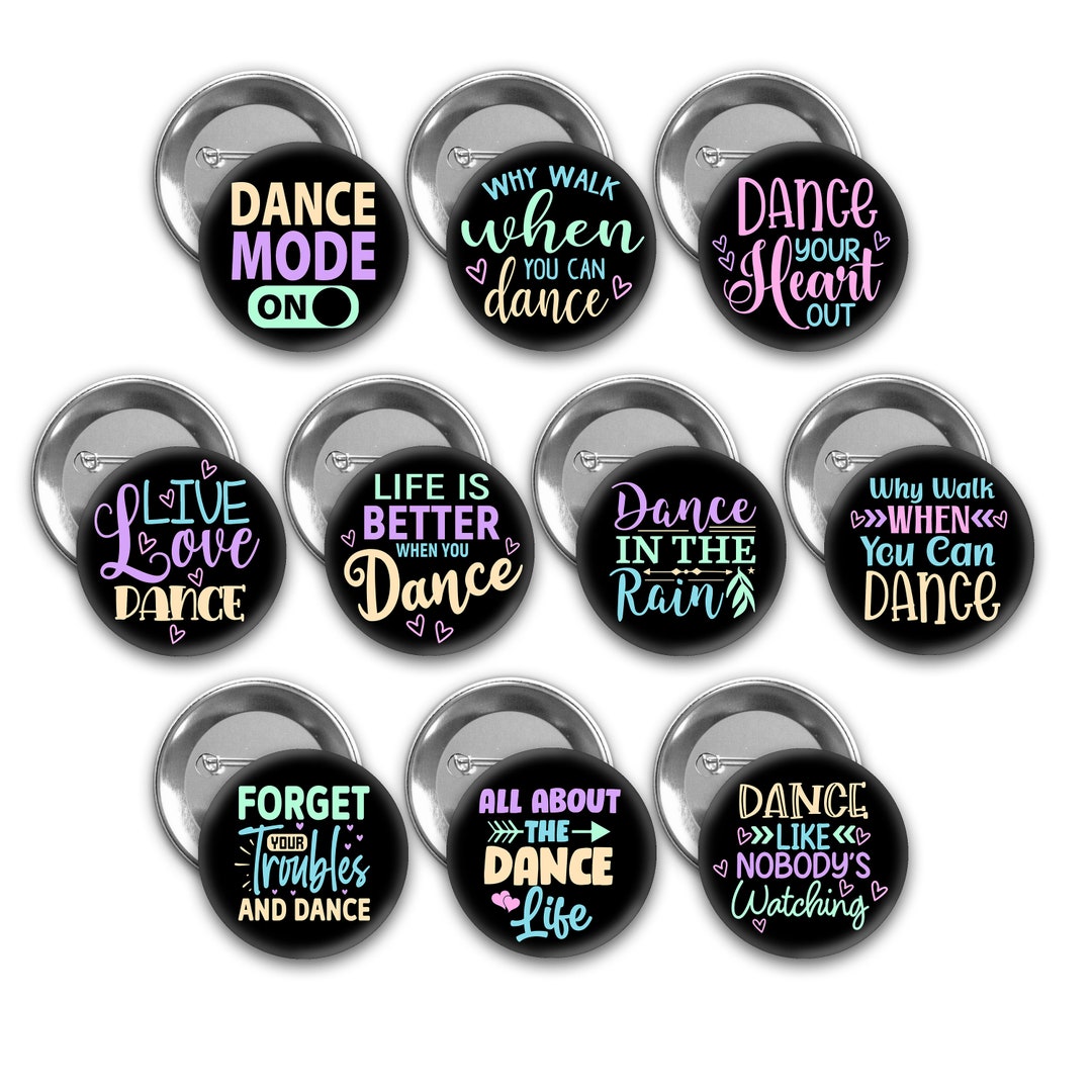 Dance Pin Back Buttons. Set of 10. 3 Pin Sizes to Choose From. - Etsy