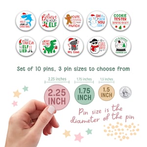Christmas Kids Pin Back Buttons. Set of 10. 3 Pin Sizes to Choose From ...